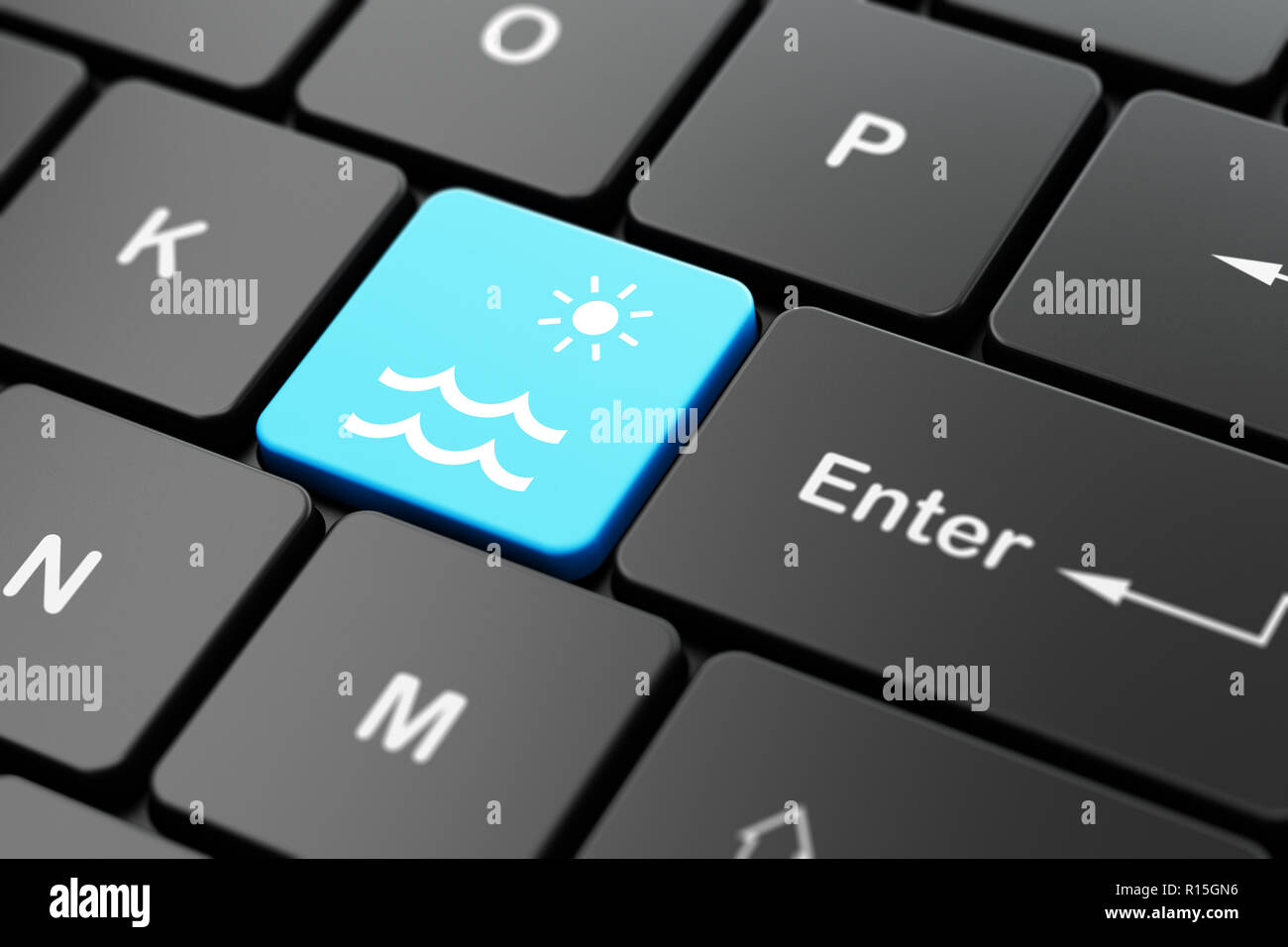 Vacation concept: Beach on computer keyboard background Stock Photo - Alamy