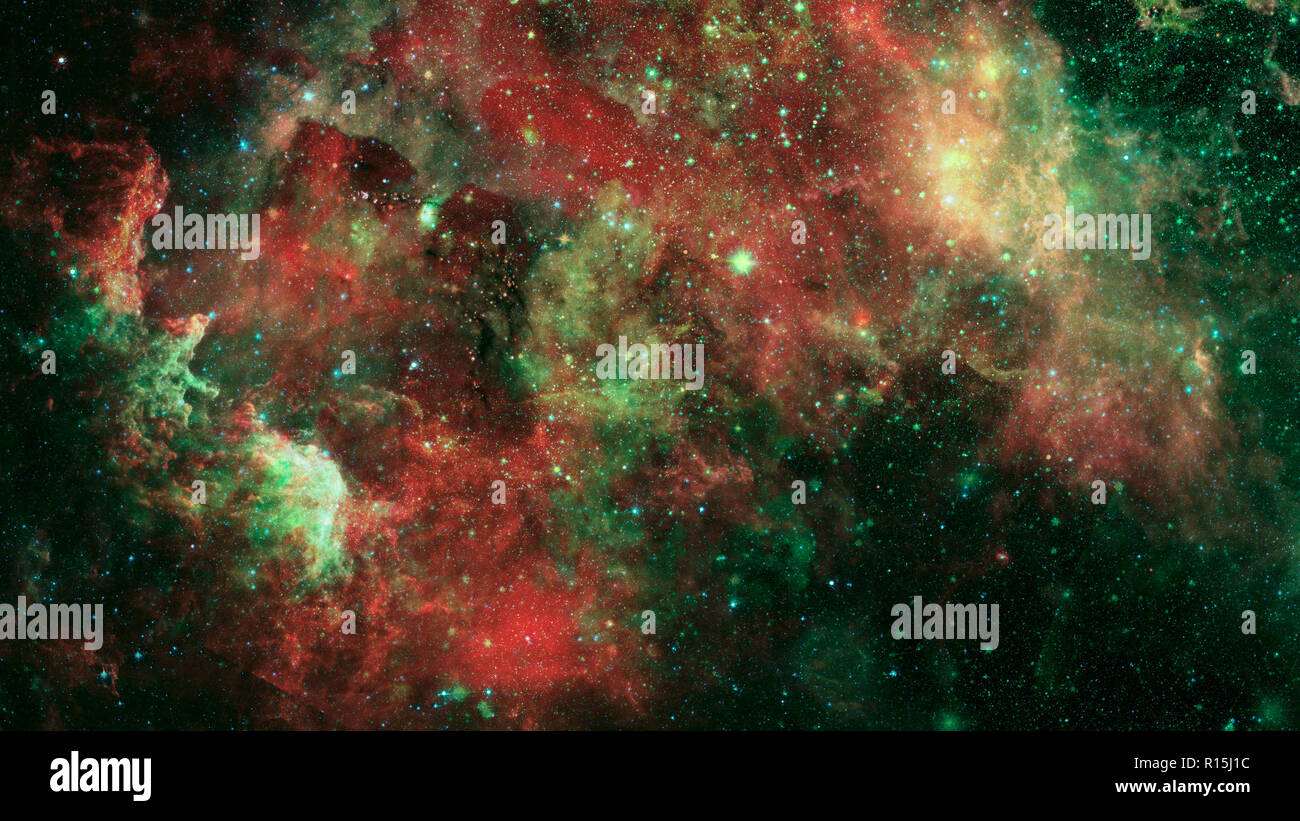 Red And Green Space Nebula