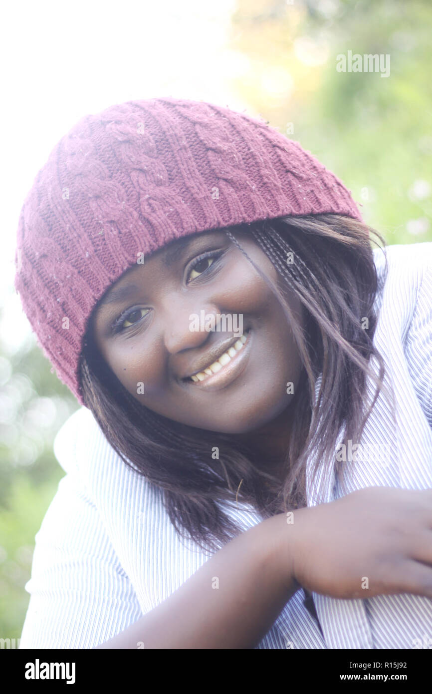 American African model poses for pictures in the nature Stock Photo - Alamy