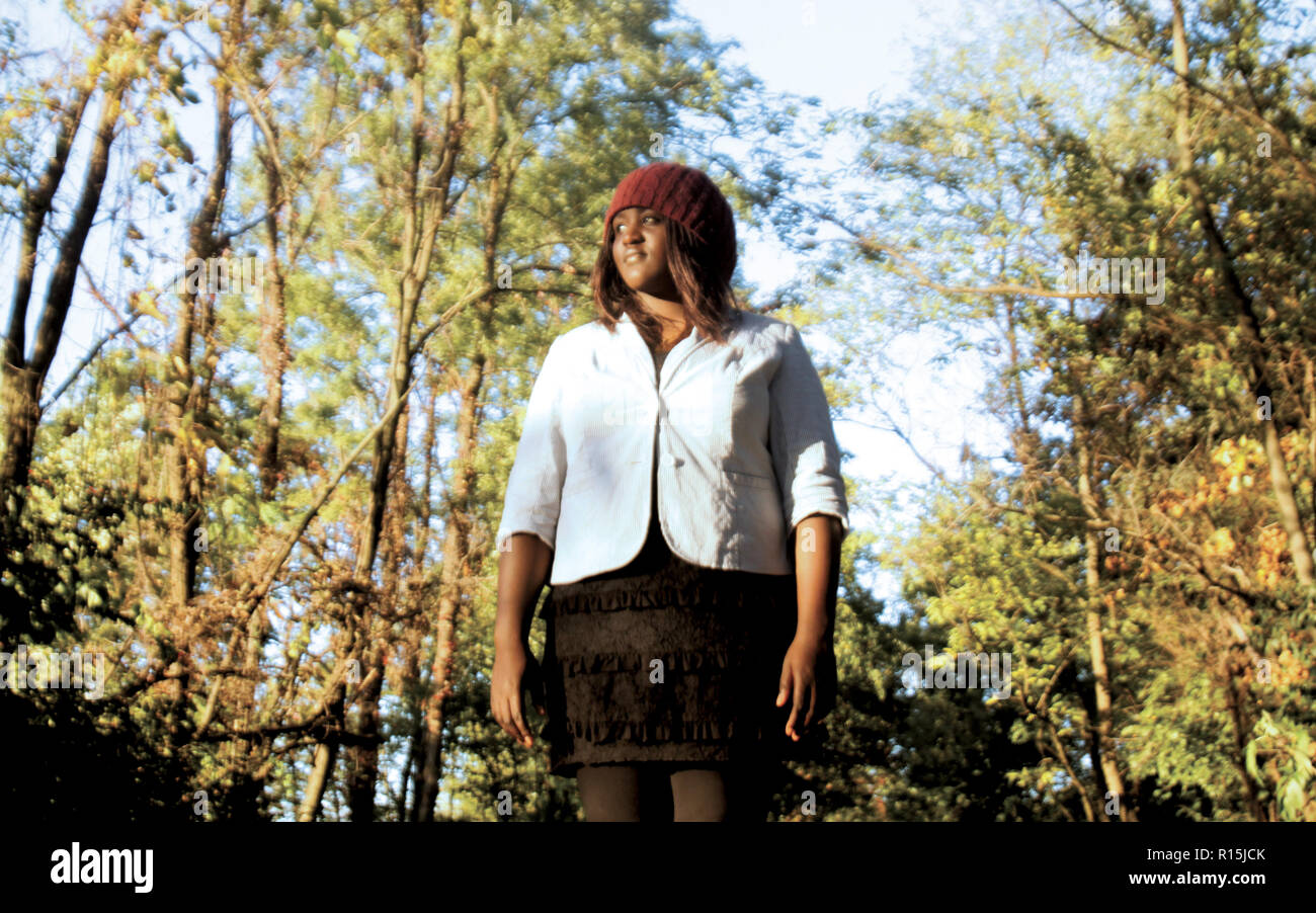 American African model poses for pictures in the nature Stock Photo - Alamy