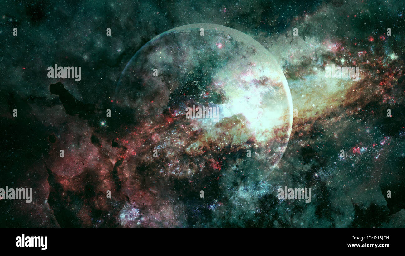 Earth and galaxies in space. Science fiction art. Elements of this ...