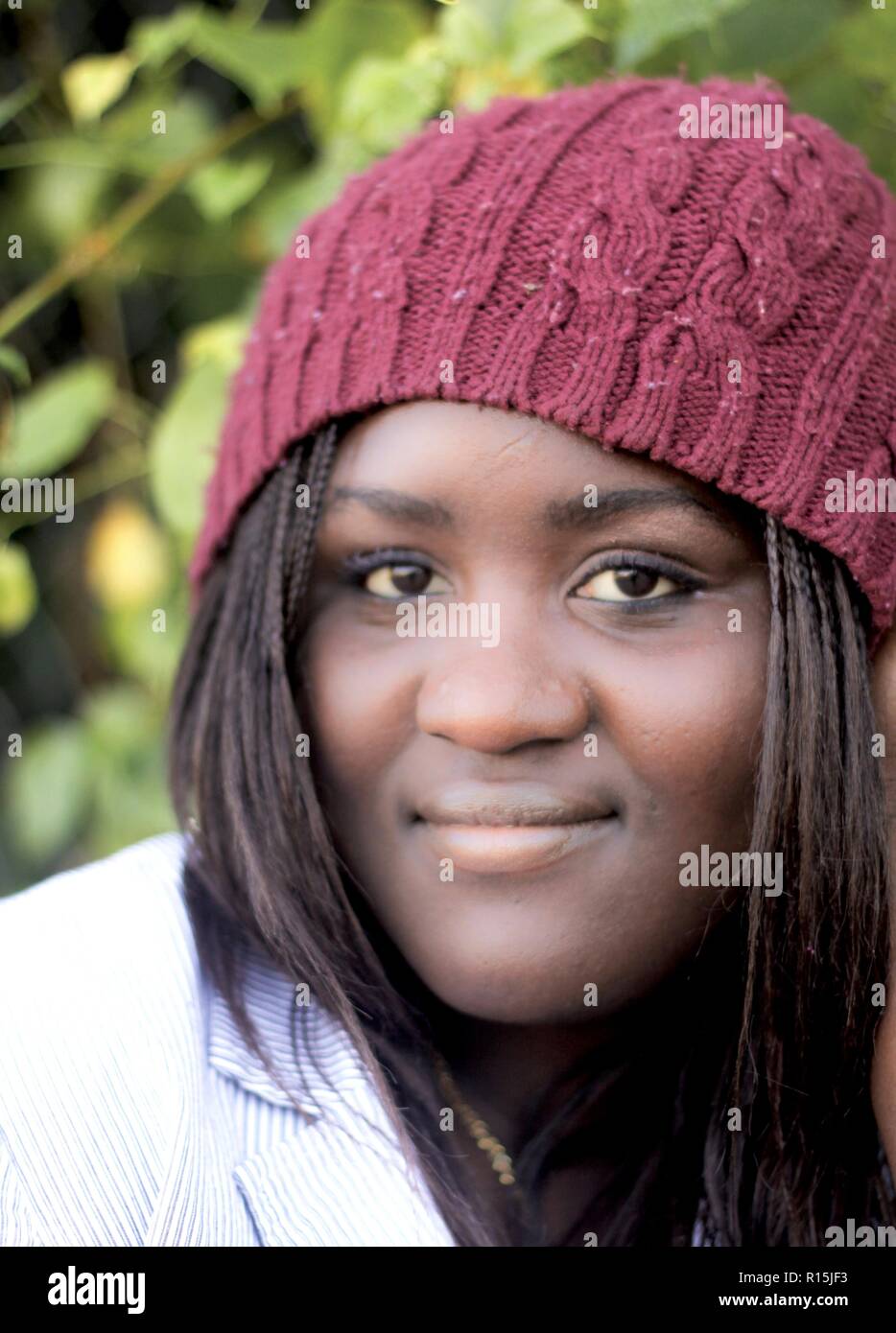 American African model poses for pictures in the nature Stock Photo - Alamy