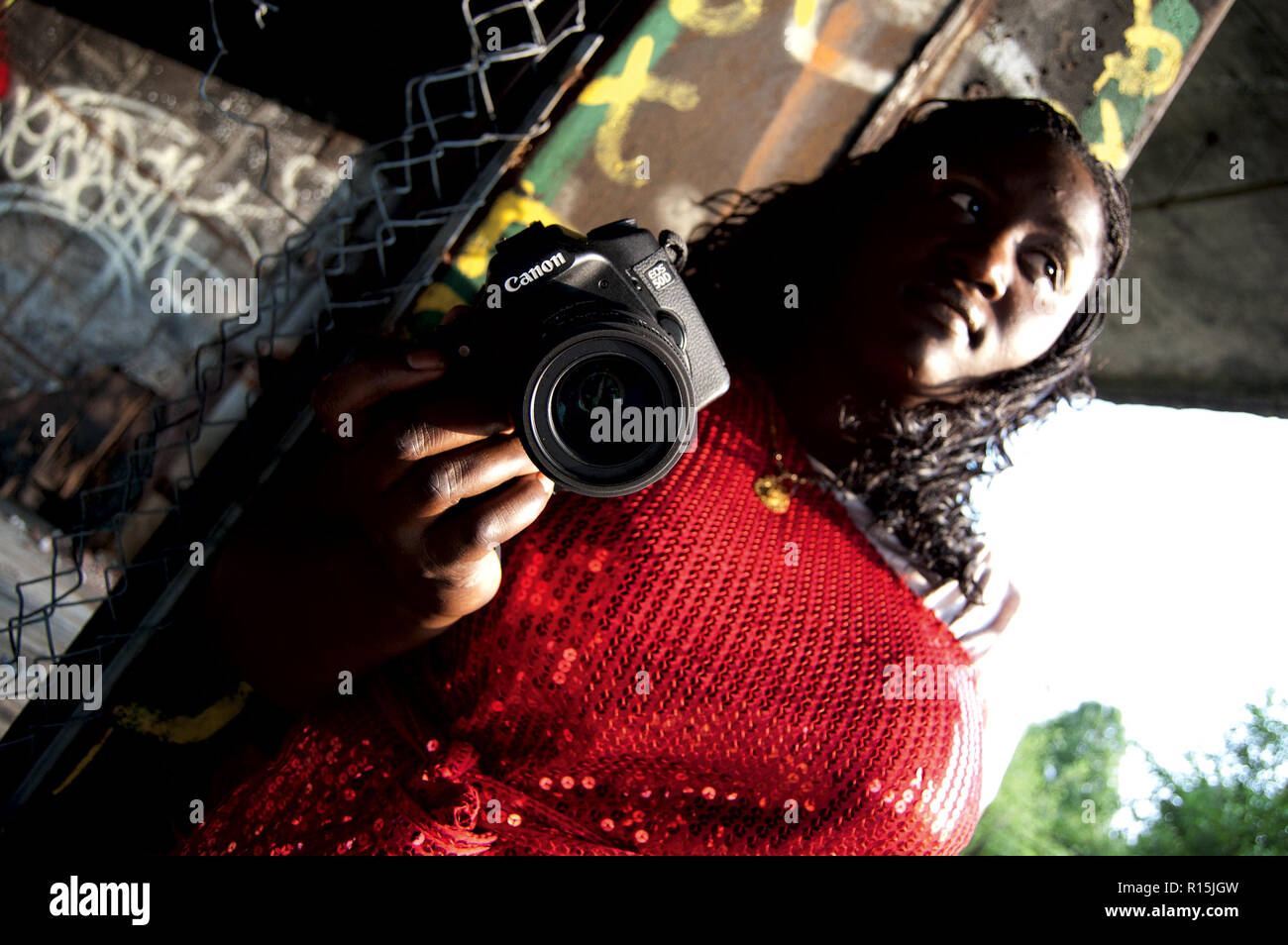 American African model poses for pictures in the nature Stock Photo - Alamy