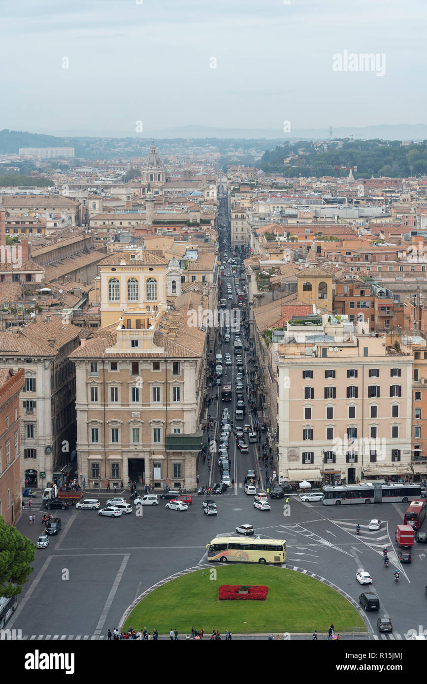 Wide angle view of Piazza Venezia, Rome, Italy. City attraction Stock ...