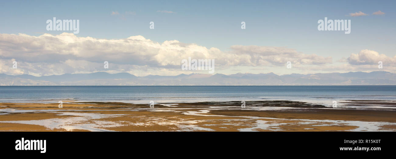 Panorama view on Tasman Bay near Marahau, South Island, New Zealand ...