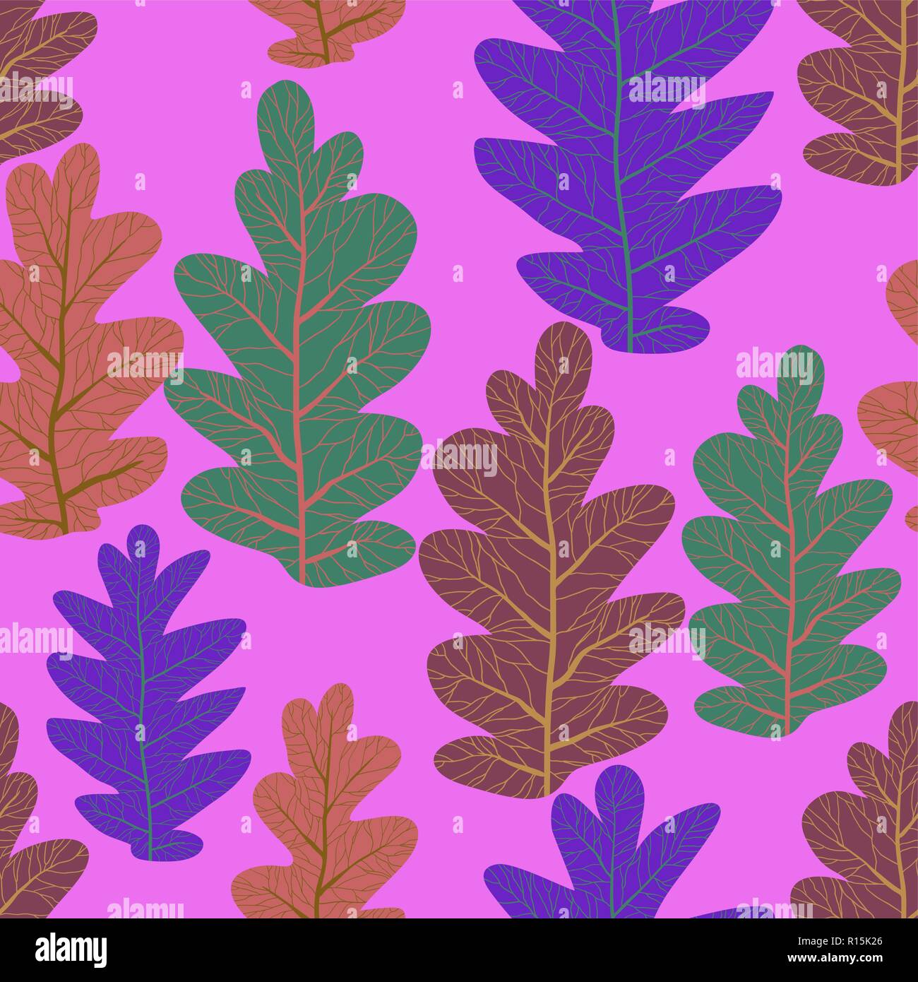Lilac background Leaves pattern Stock Vector Image & Art - Alamy