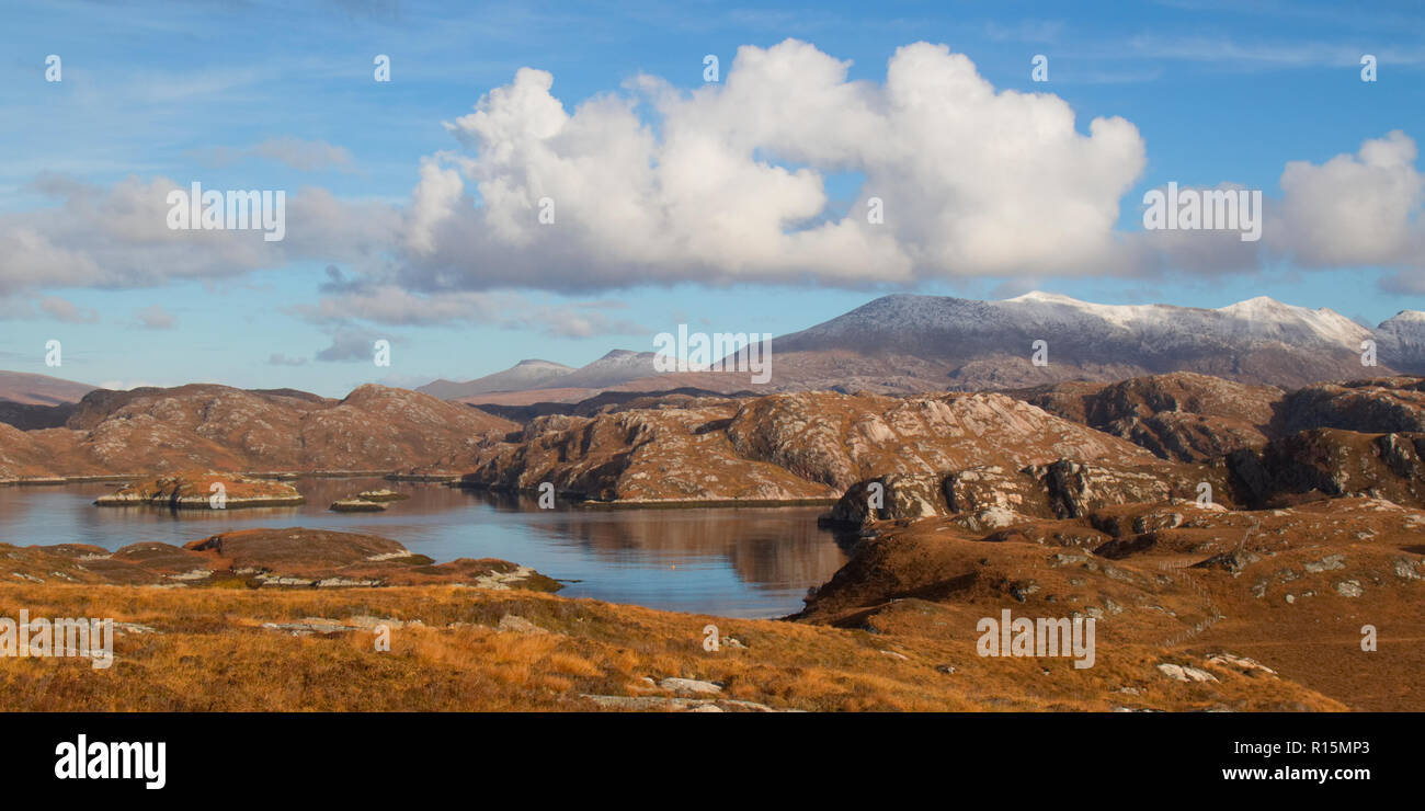 Loch Laxford with Foinaven mountain behind Stock Photo - Alamy