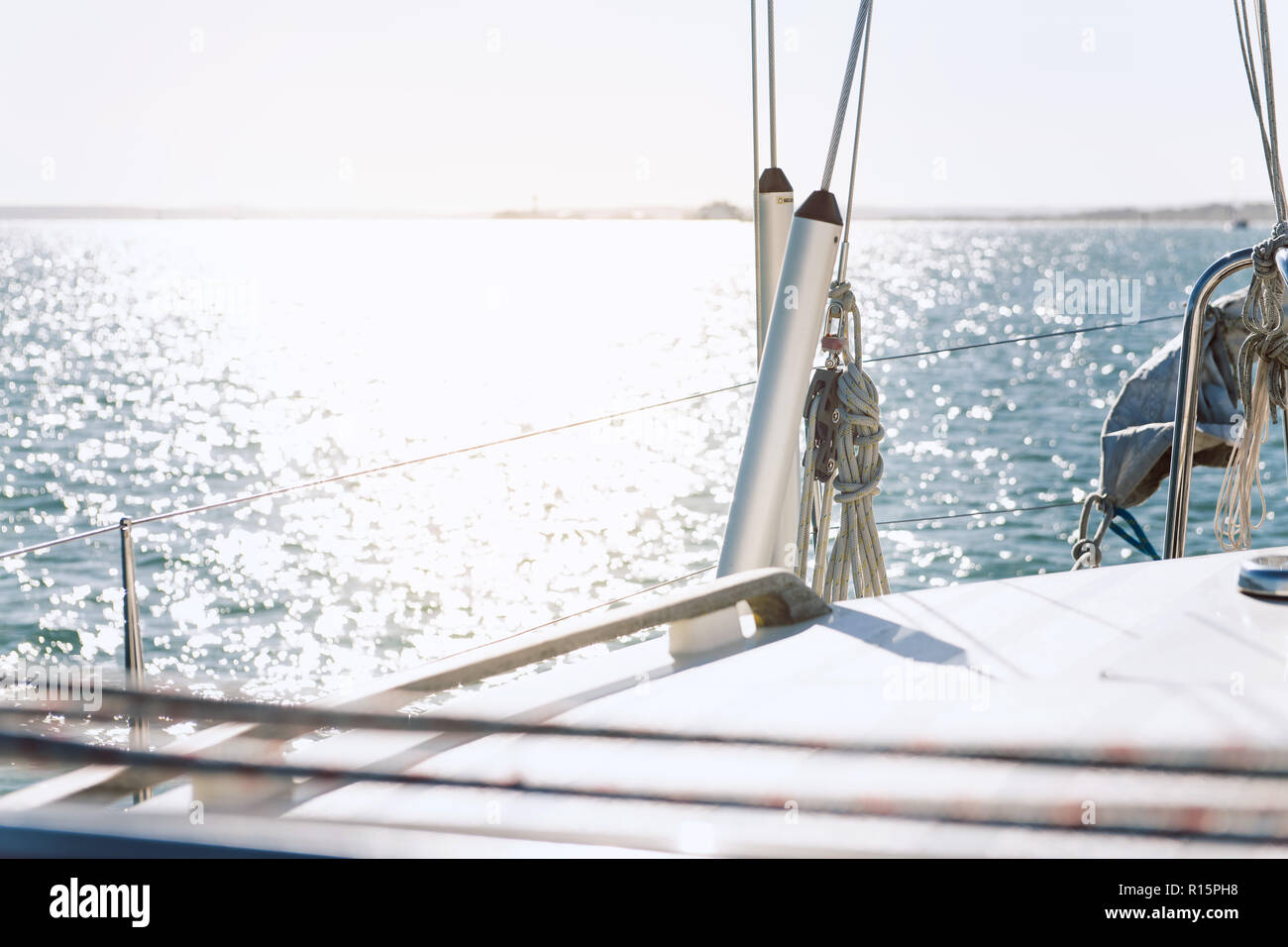 Detail of lines and rigging on yacht Stock Photo - Alamy