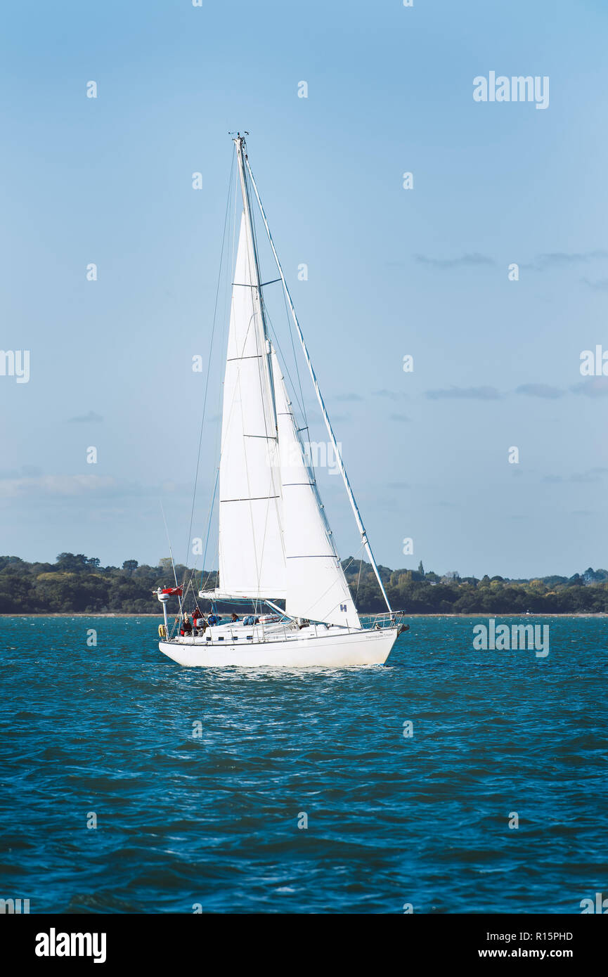 Yacht under sail at sea Stock Photo - Alamy