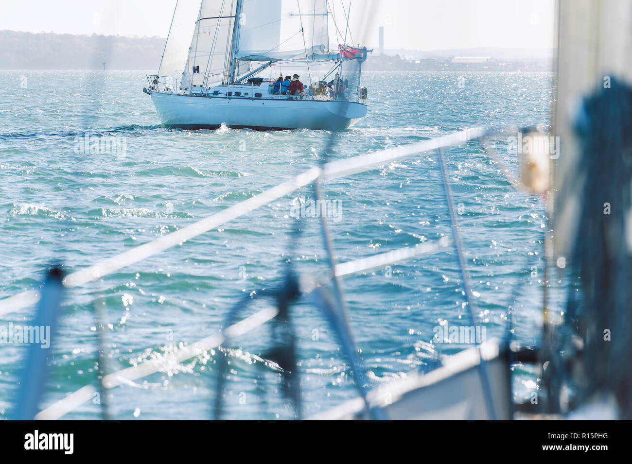 Yacht under sail at sea Stock Photo - Alamy