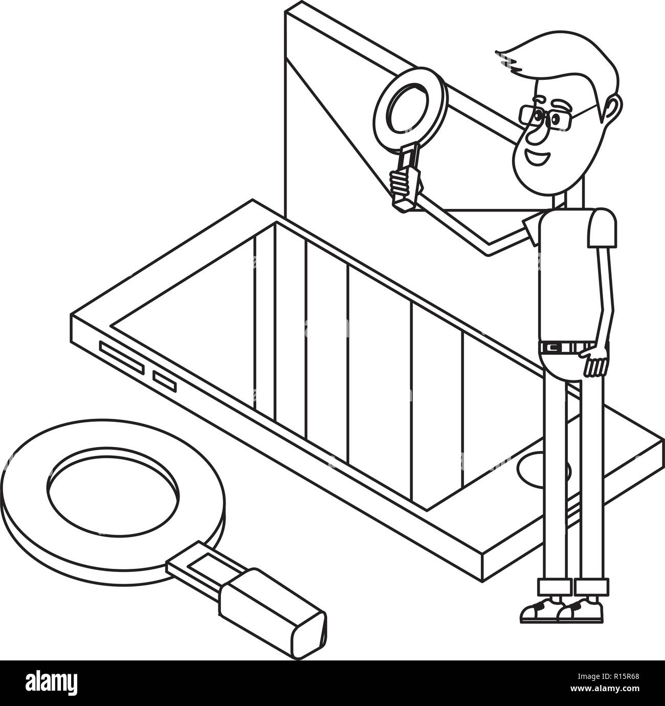 Man and email cartoons black and white Stock Vector Image & Art - Alamy