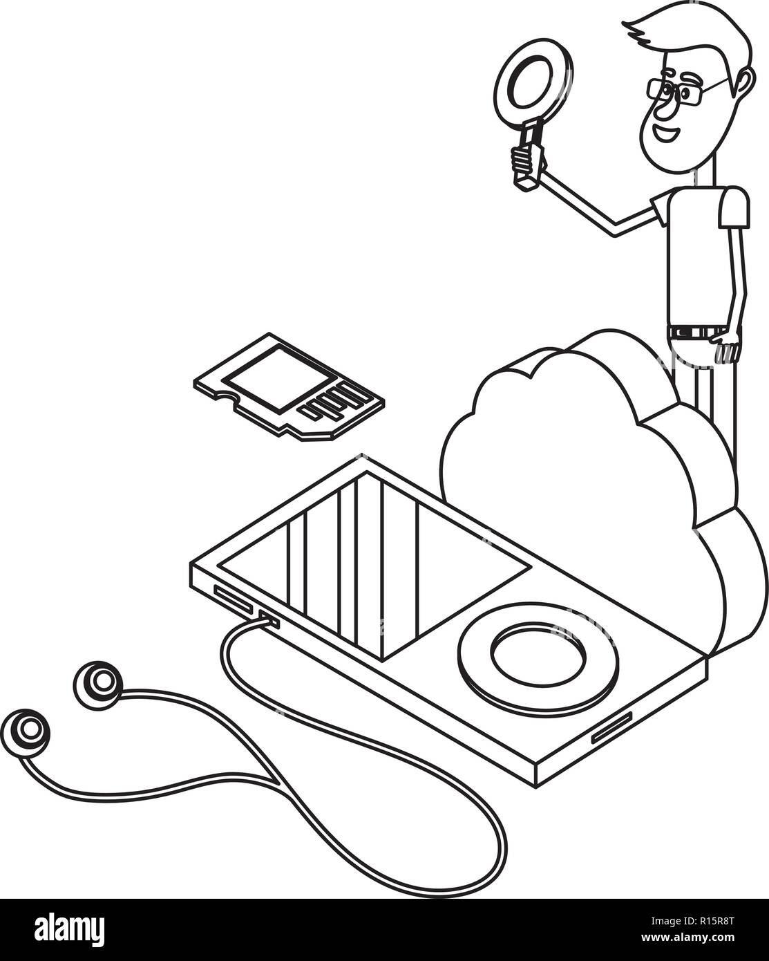 Computer network cartoons Black and White Stock Photos & Images - Alamy