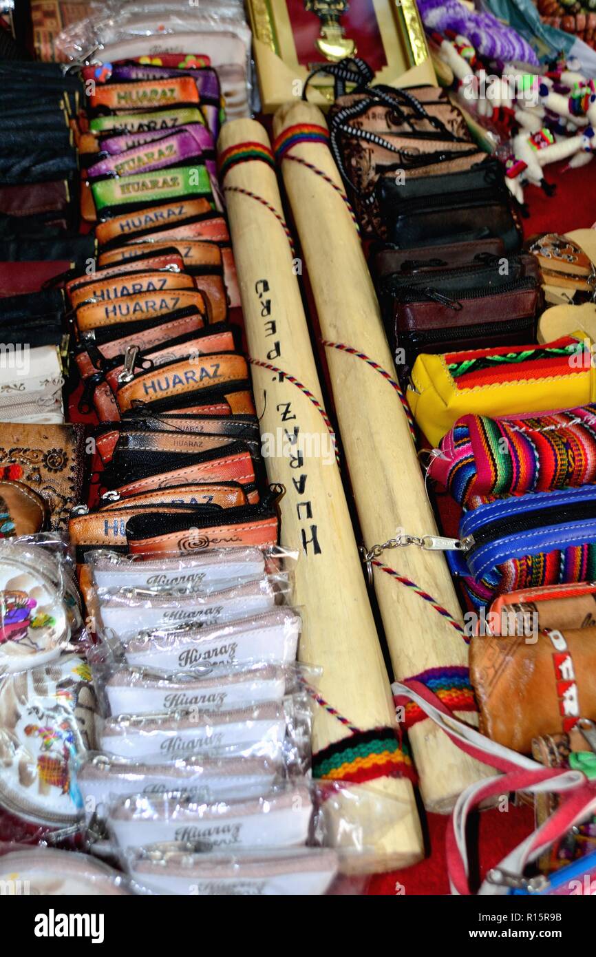 Andean flute - Market in HUARAZ. Department of Ancash.PERU Stock Photo ...