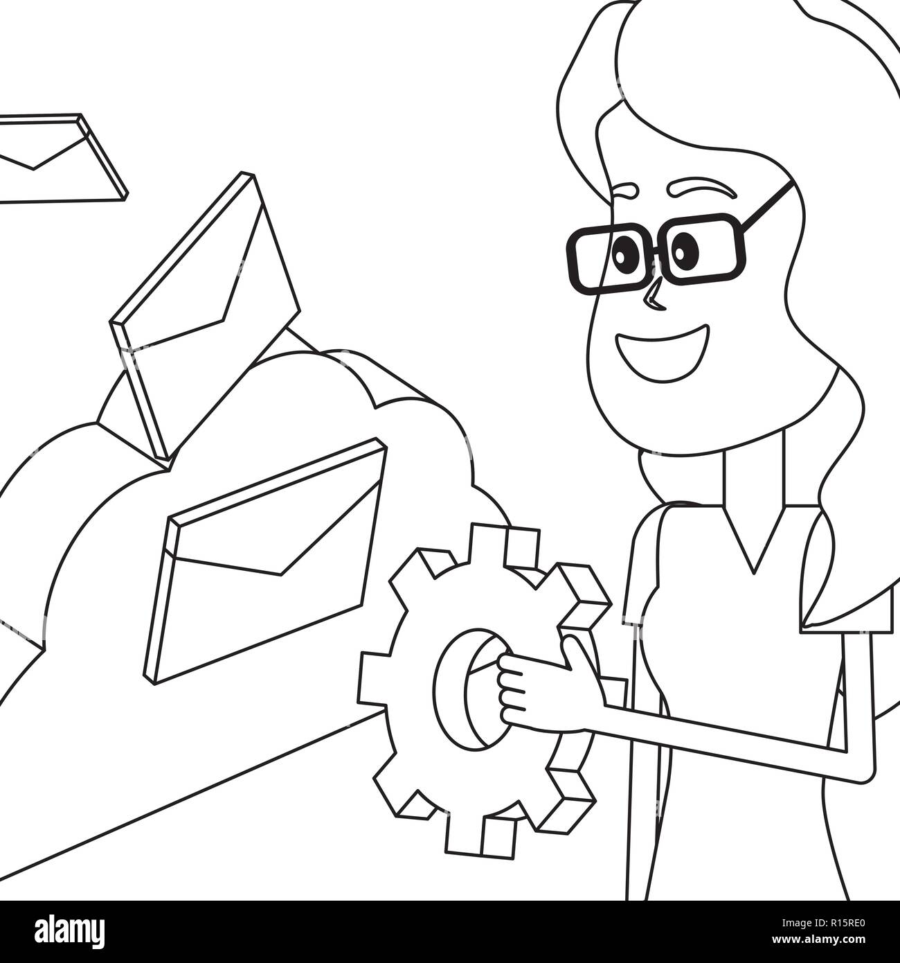 email and cloud computing black and white Stock Vector Image & Art - Alamy