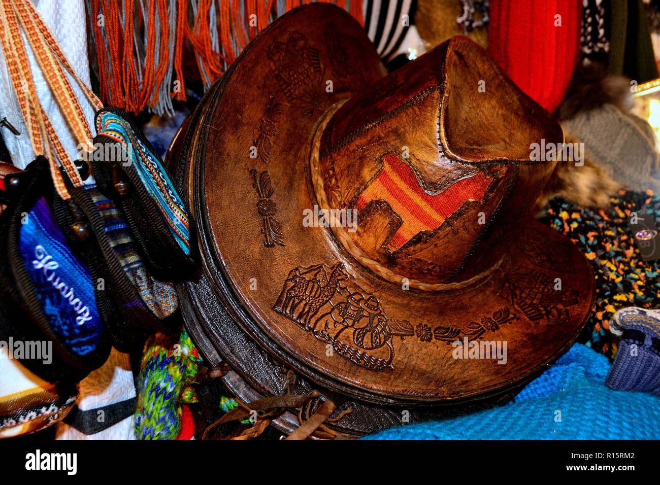 Leader hat- Market in HUARAZ. Department of Ancash.PERU Stock Photo - Alamy