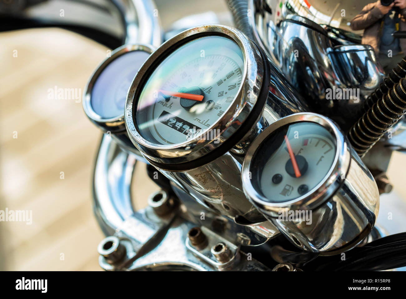 Control panel on modern motorbike close up Stock Photo - Alamy