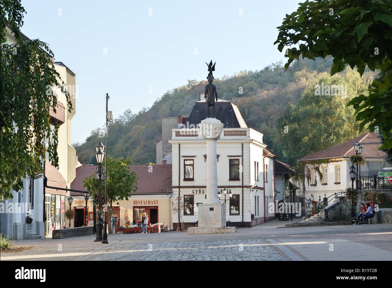 Tokaj, Hungary - October 16, 2018: Kossuth Ter, square in the center of ...