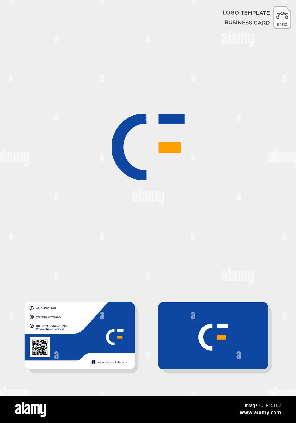 initial CF or FC creative logo template and business card include ...