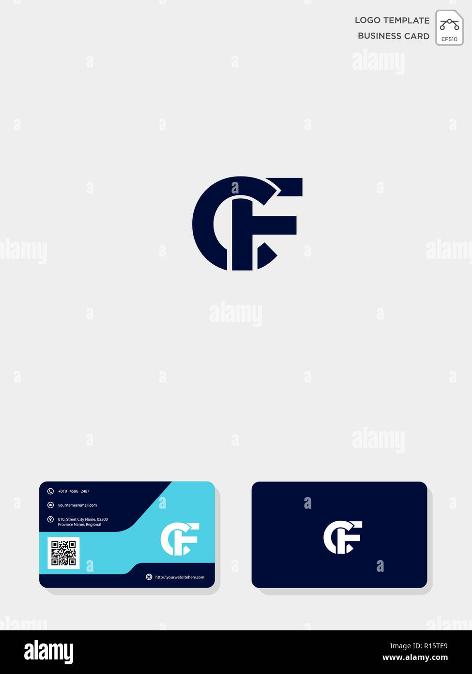 initial CF or FC creative logo template and business card include ...