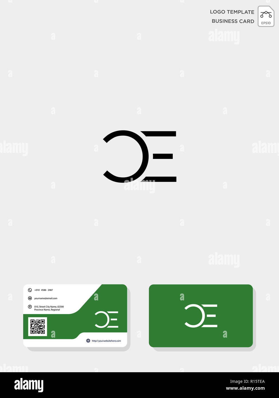 initial CE or EC creative logo template and business card include ...