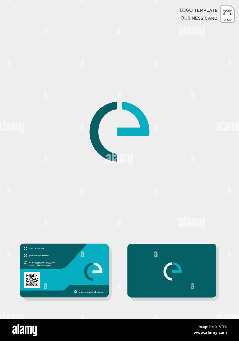 initial CE or EC creative logo template and business card include ...