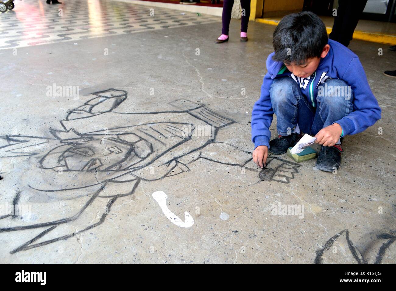 Painting dragon ball z graffiti on main street in HUARAZ. Department of ...