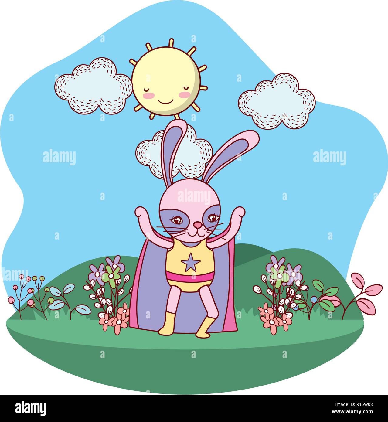 superhero bunny outdoors cartoon Stock Vector Image & Art - Alamy