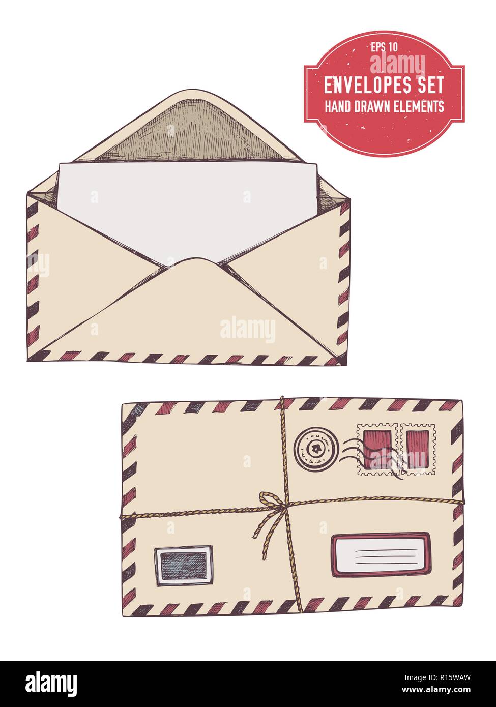 Vector collection of hand drawn envelopes Stock Vector Image & Art - Alamy