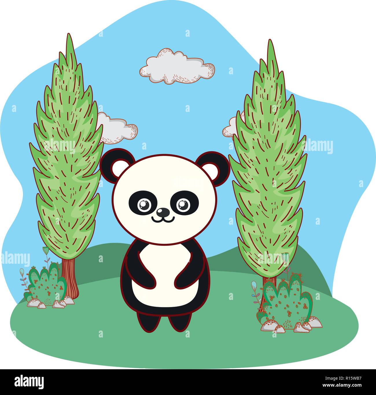 panda bear outdoors cartoon Stock Vector Image & Art - Alamy