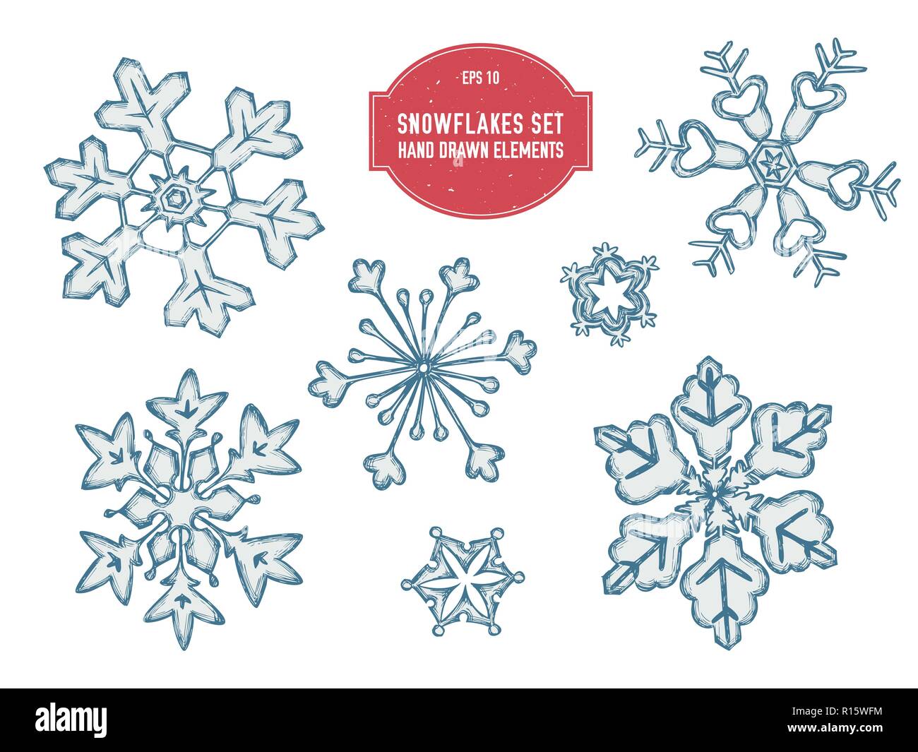 Vector collection of hand drawn snowflakes Stock Vector Image & Art - Alamy