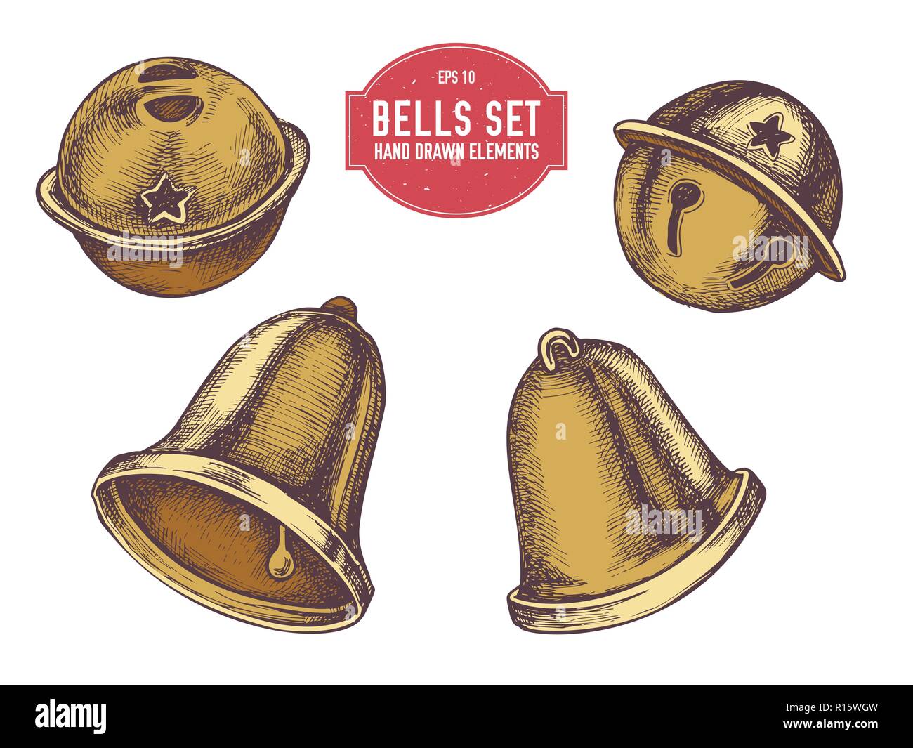 Vector collection of hand drawn bells Stock Vector Image & Art - Alamy