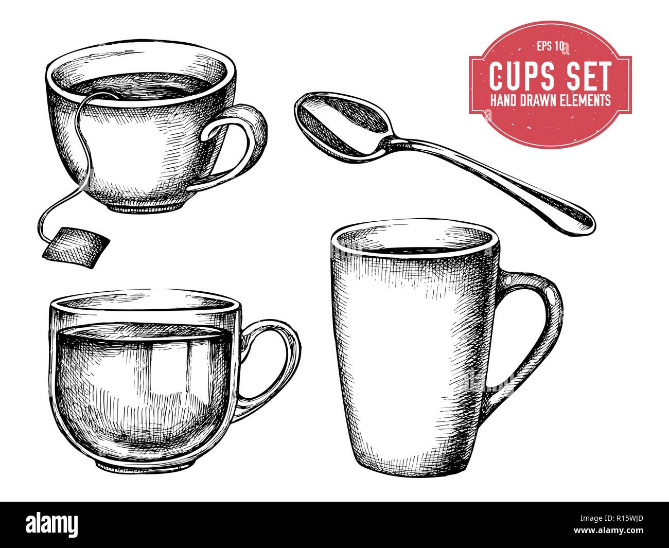 Vector collection of hand drawn cups Stock Vector Image & Art - Alamy
