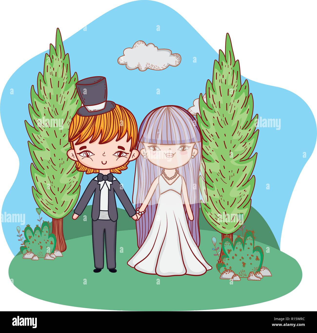 young couple outdoors landscape cartoon Stock Vector Image & Art - Alamy