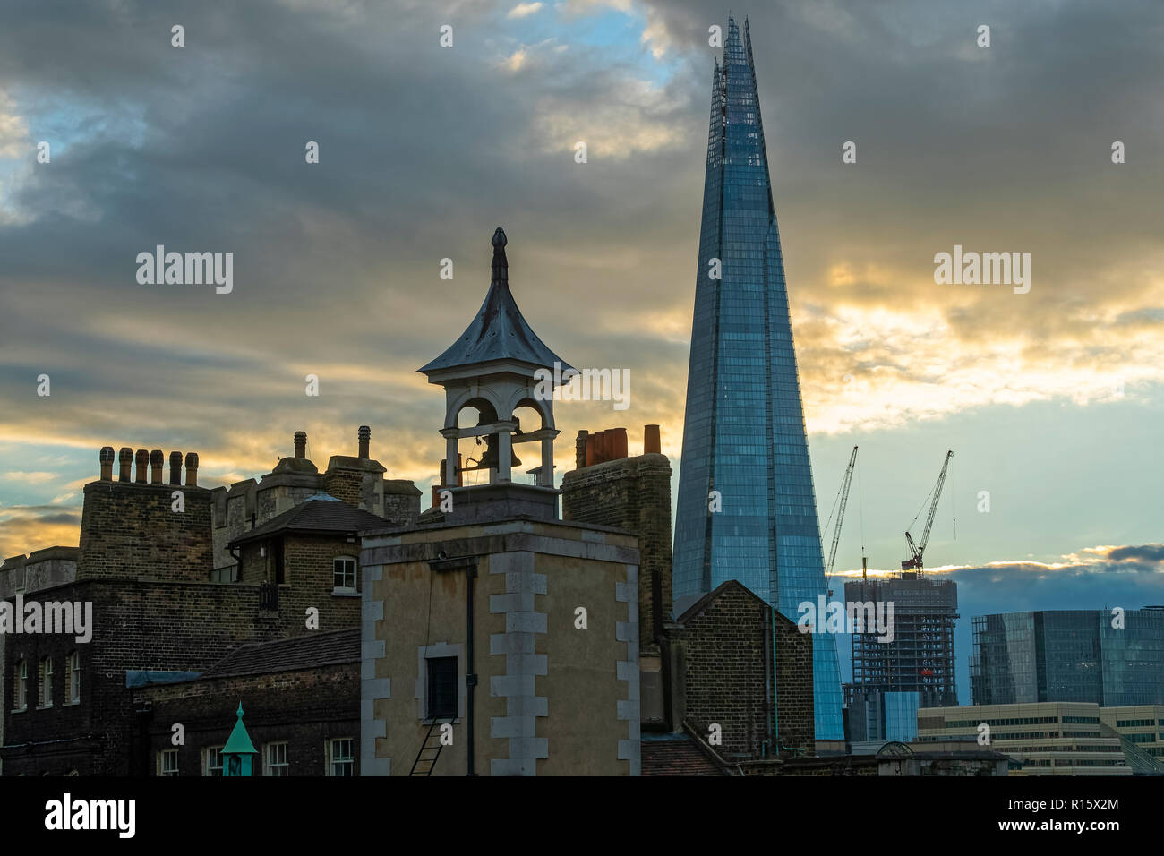 Shard and the Tower of London at sunset Stock Photo - Alamy