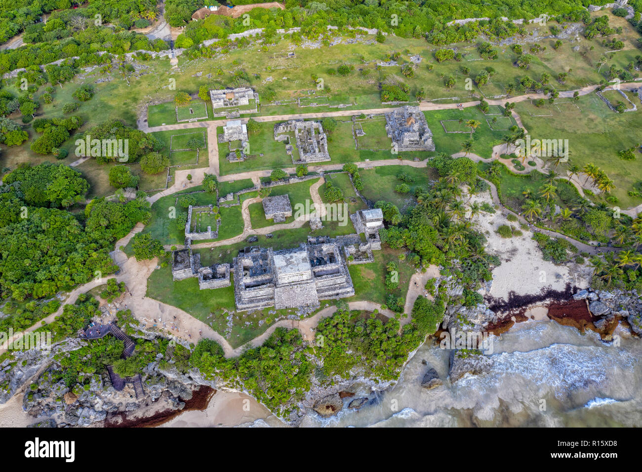 ruins of tulum mexico aerial view panorama Stock Photo - Alamy