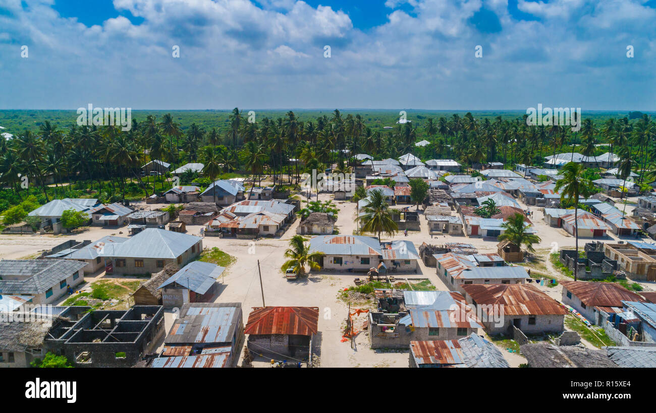 Aerial. Jambiani village, Zanzibar. Tanzania Stock Photo - Alamy