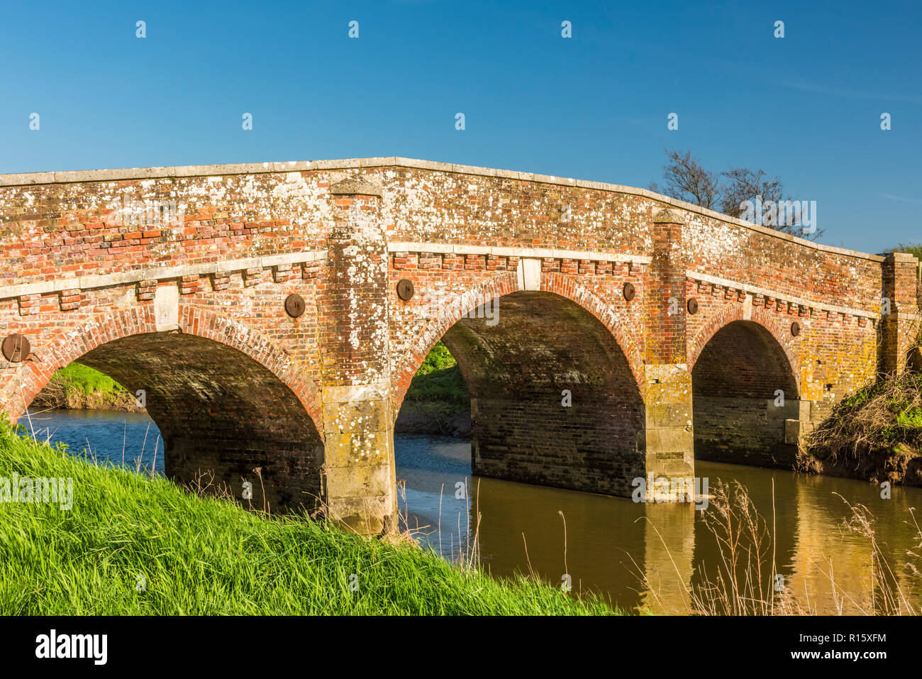 The historic 18th-century bridge in Bodiam, East Sussex, England Stock ...
