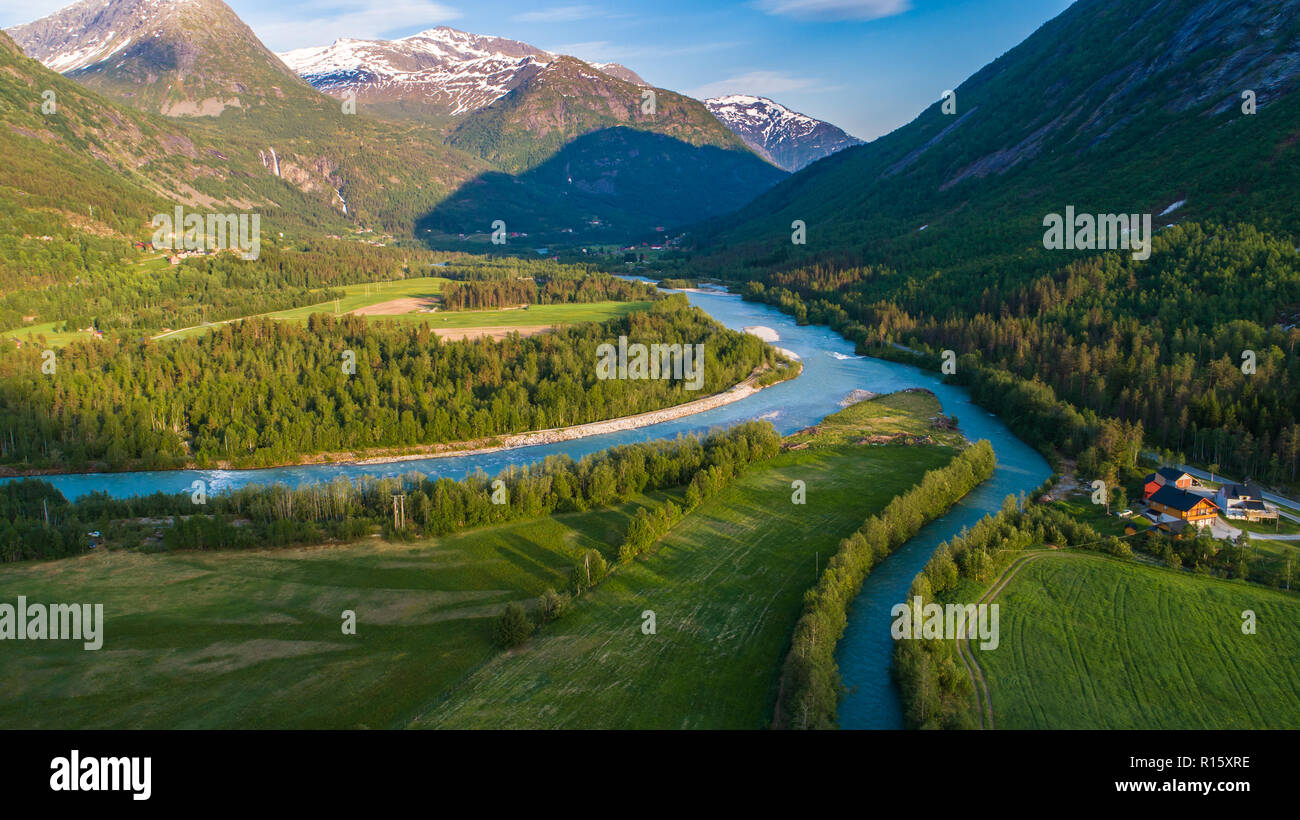Aerial photo of Modalen village. Hordaland, Norway Stock Photo - Alamy