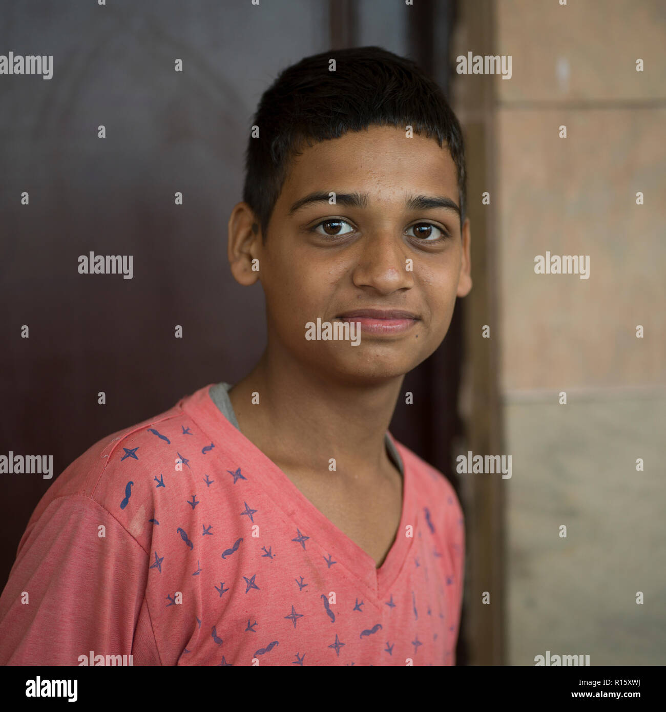 Portrait of a teenage boy smiling, Rishikesh, Dehradun District ...