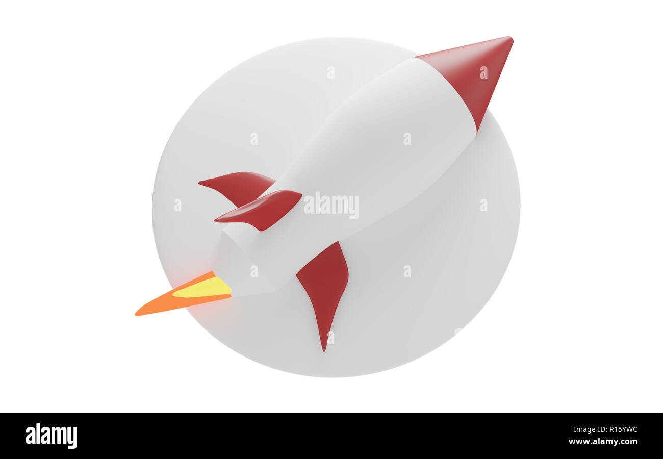 rocket white red 3d-illustration Stock Photo - Alamy