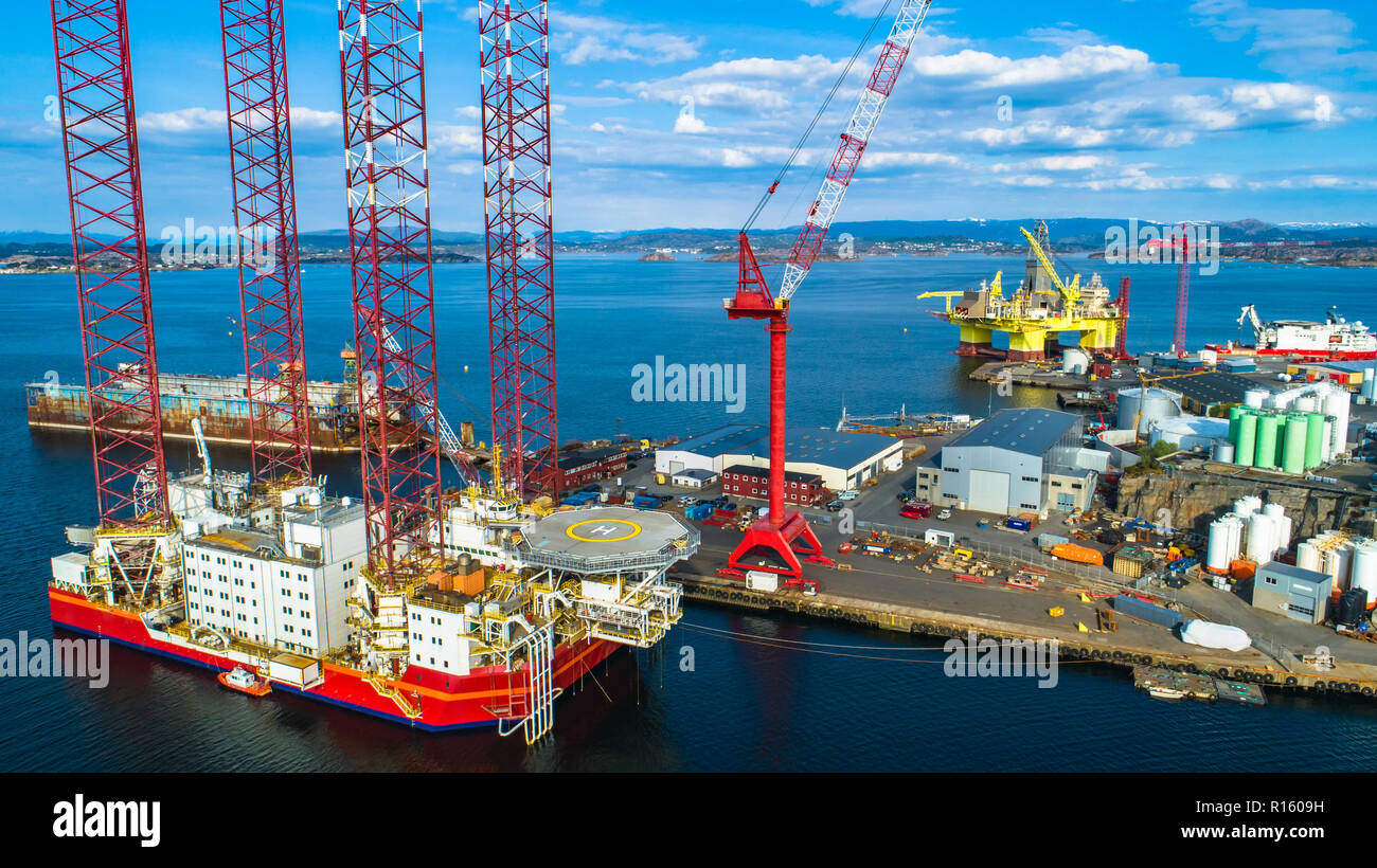 Oil rigs under maintenance near Bergen, Norway Stock Photo - Alamy