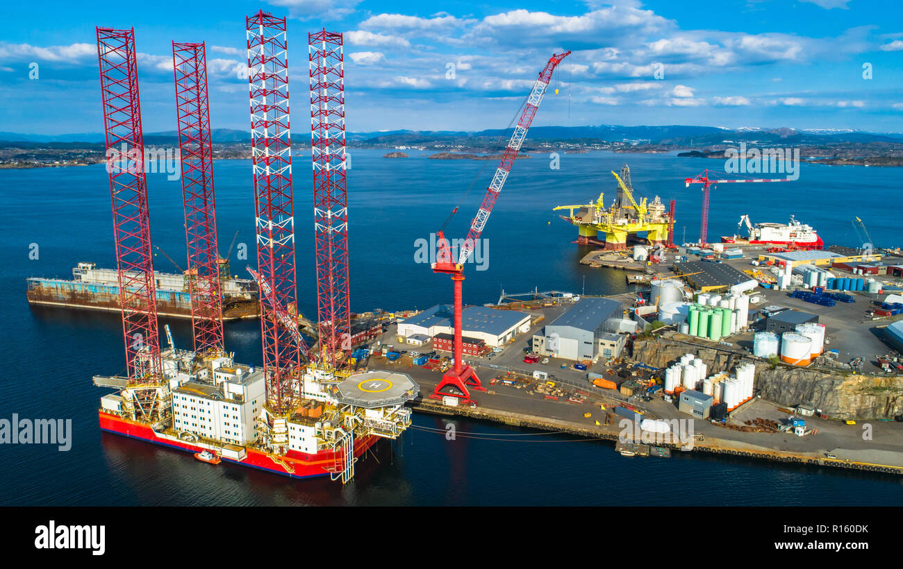 Oil rigs under maintenance near Bergen, Norway Stock Photo - Alamy