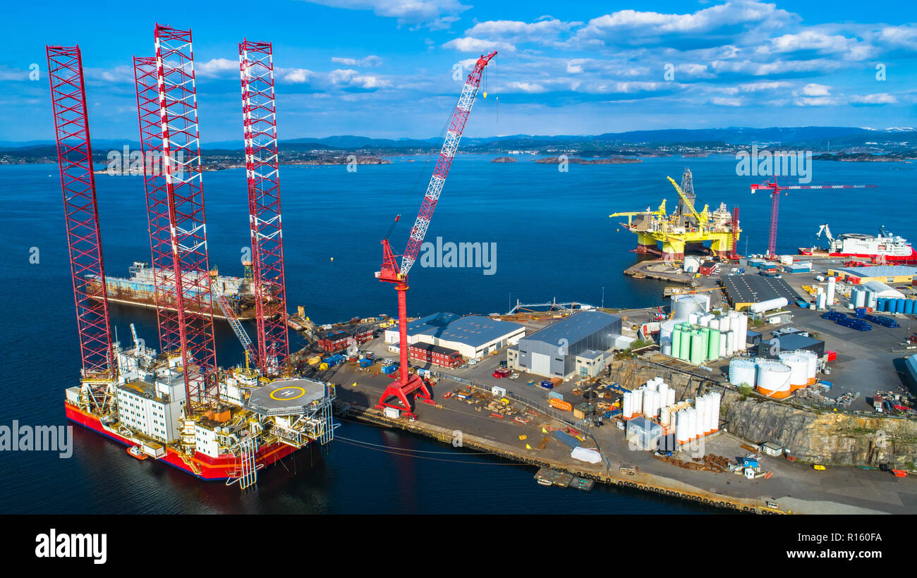 Oil rigs under maintenance near Bergen, Norway Stock Photo - Alamy