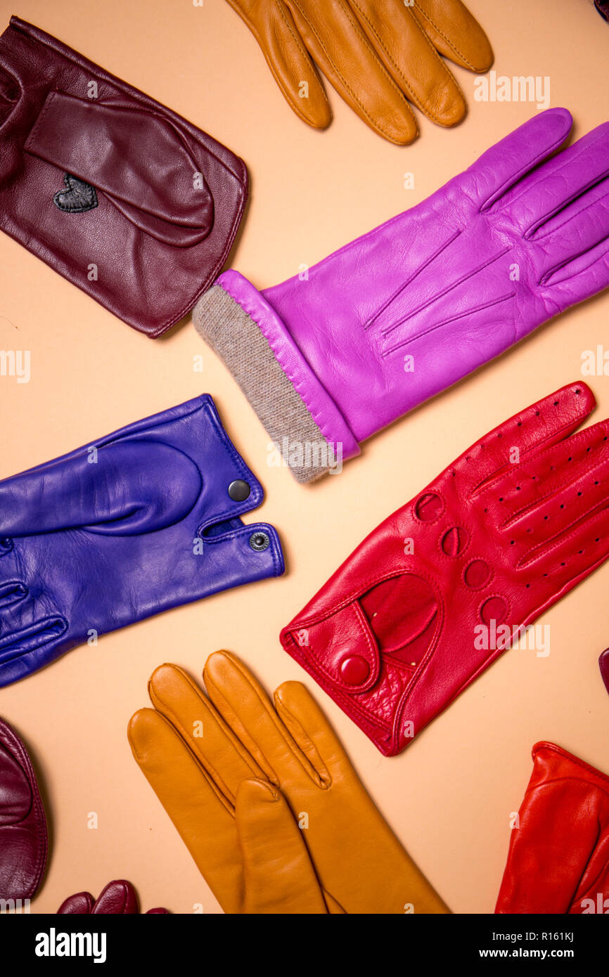 colorful stylish gloves top view Stock Photo - Alamy