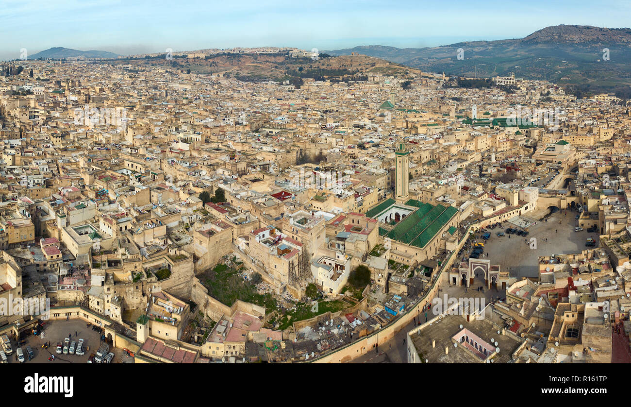 Aerial view of Medina in Fes and Medersa Stock Photo - Alamy