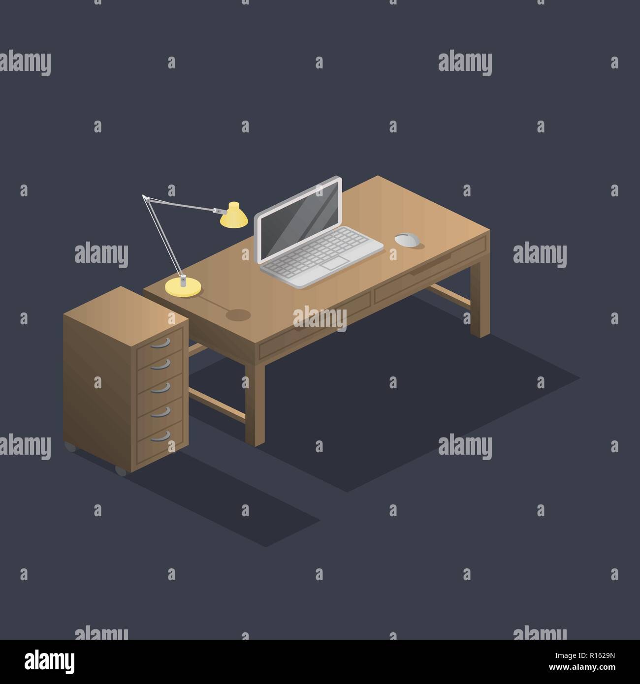 Low poly isometric work place Stock Vector Image & Art - Alamy