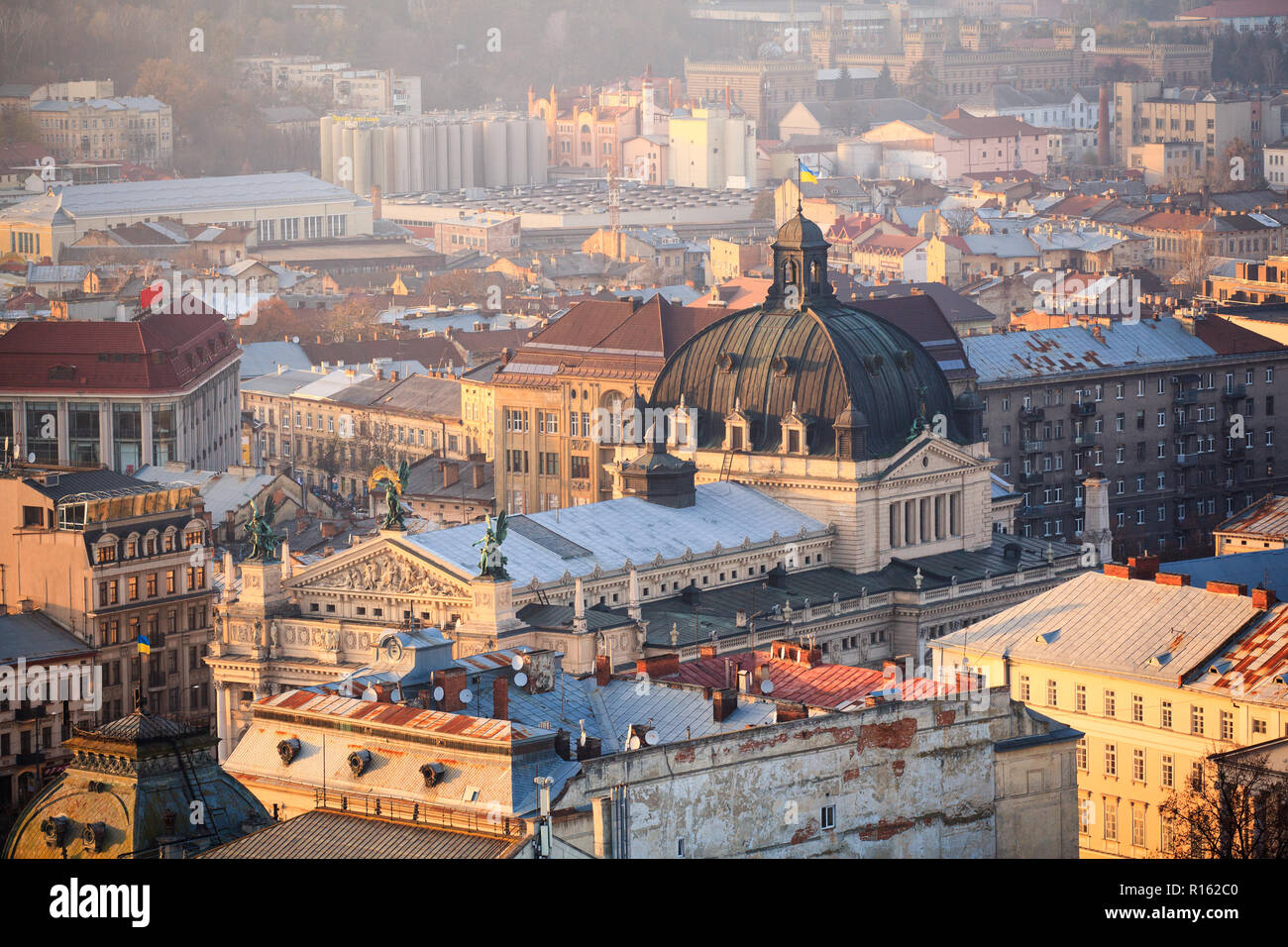 Lviv, city view, historical city center, Ukraine. Solomiya ...