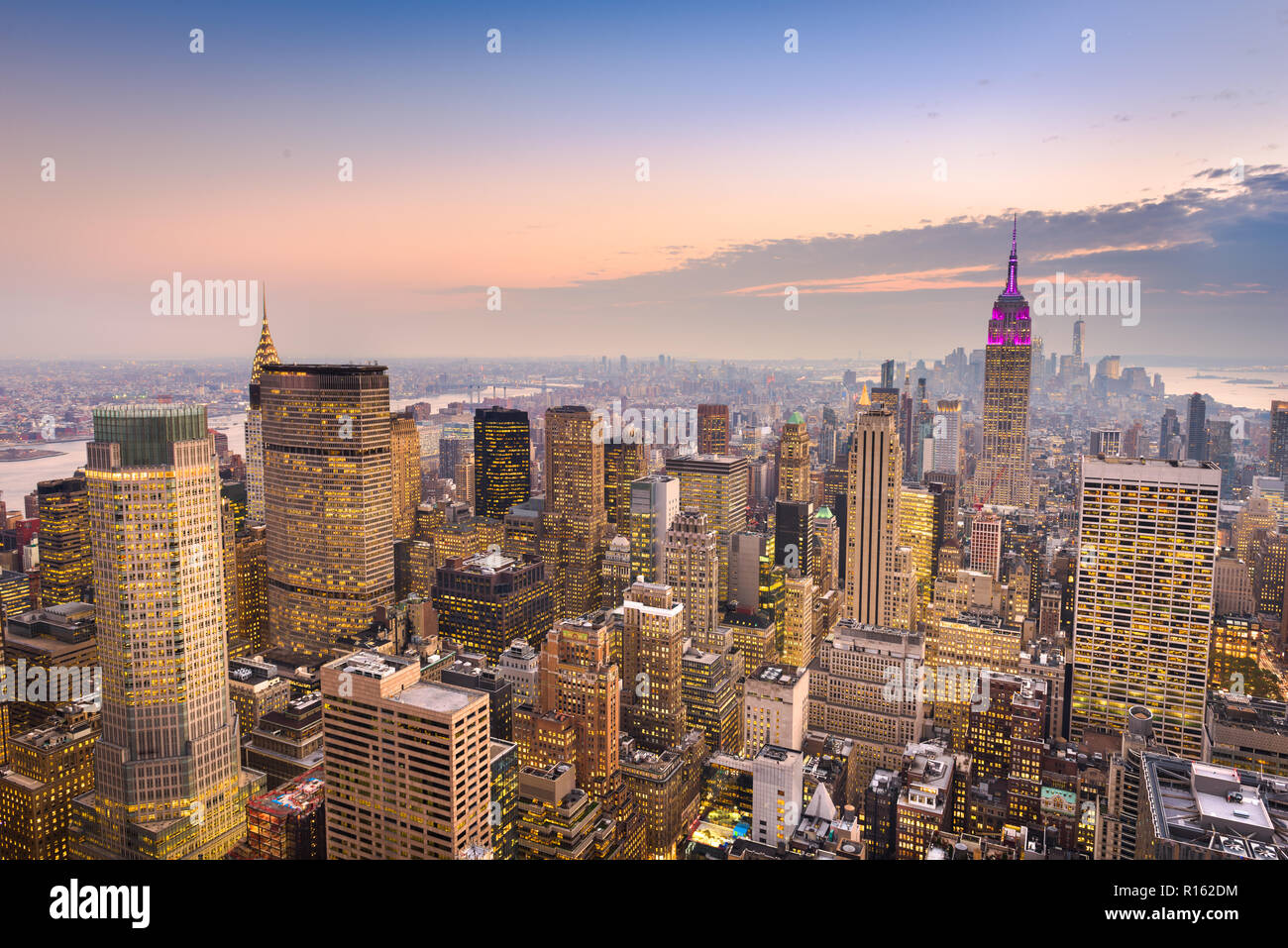 New York, New York, USA downtown skyline over manhattan at dusk Stock ...