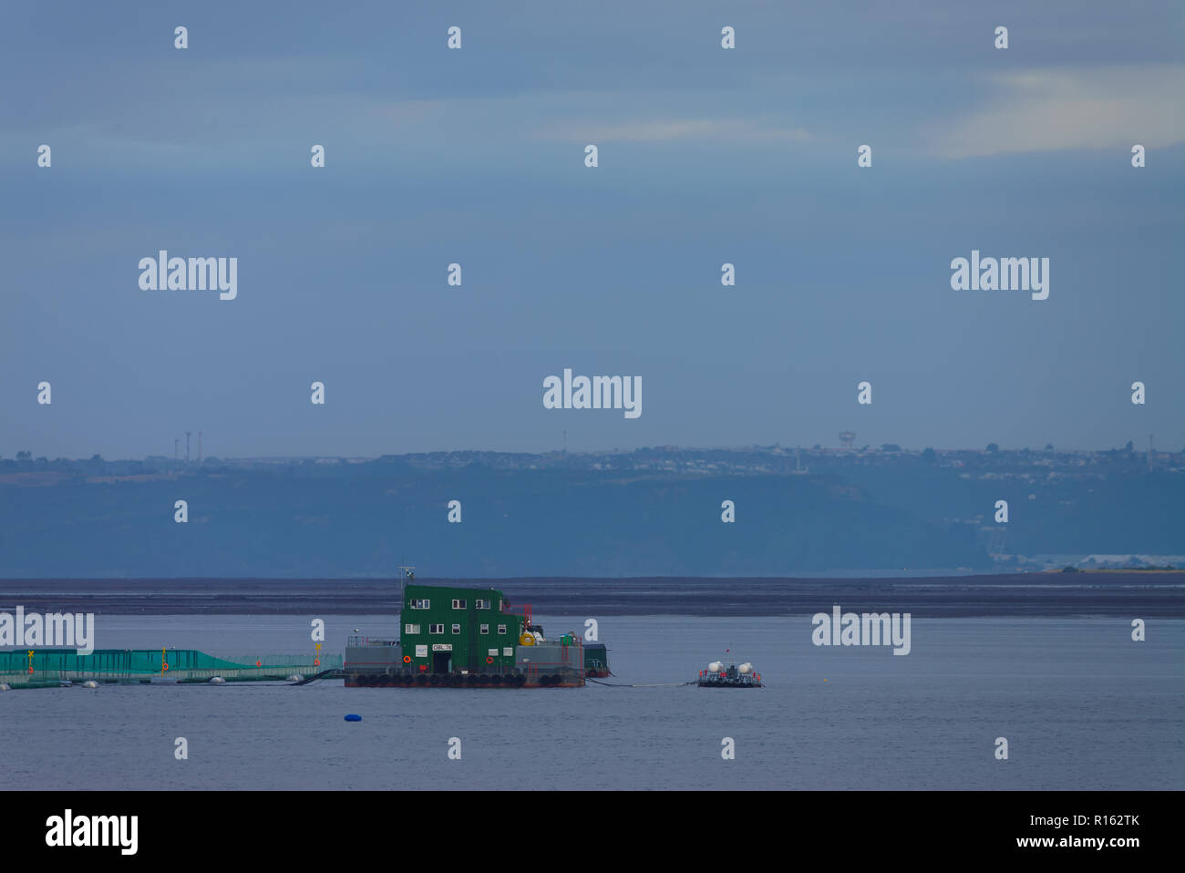Pontoon farming center in the middle of the sea Stock Photo - Alamy