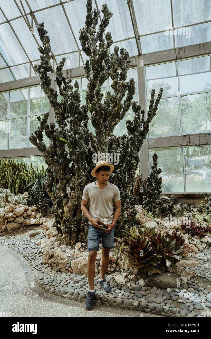 man standing in front of big cactus tree Stock Photo - Alamy